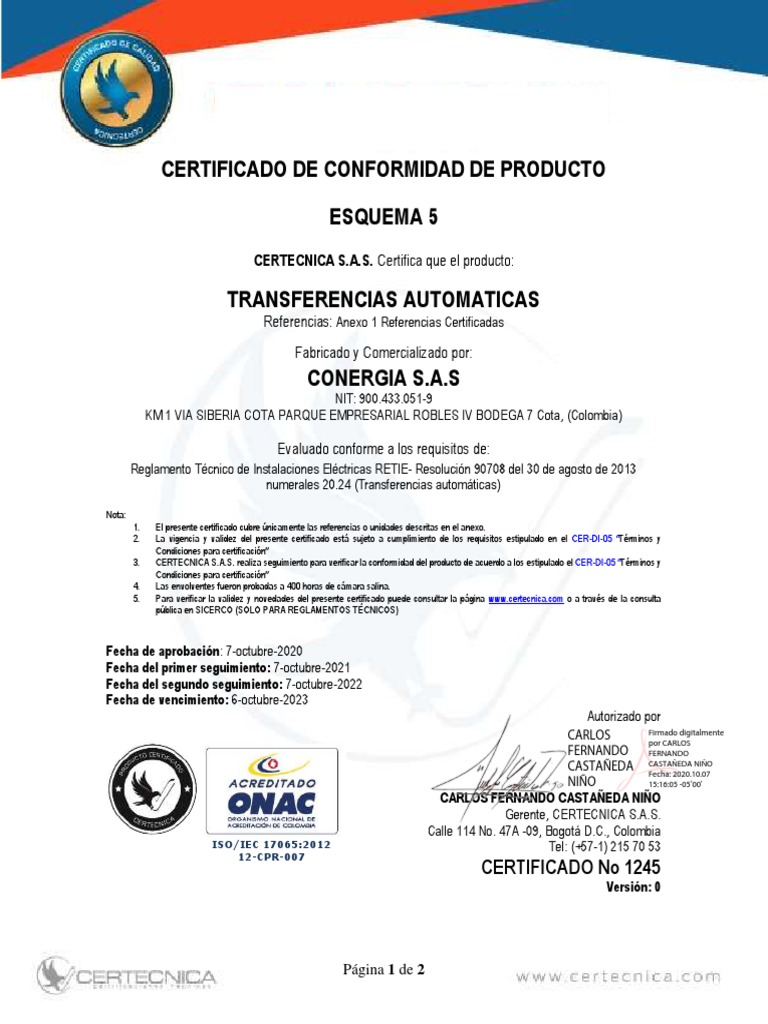 RETIE 1245 Transferencias Powergen - 2020 PDF | PDF