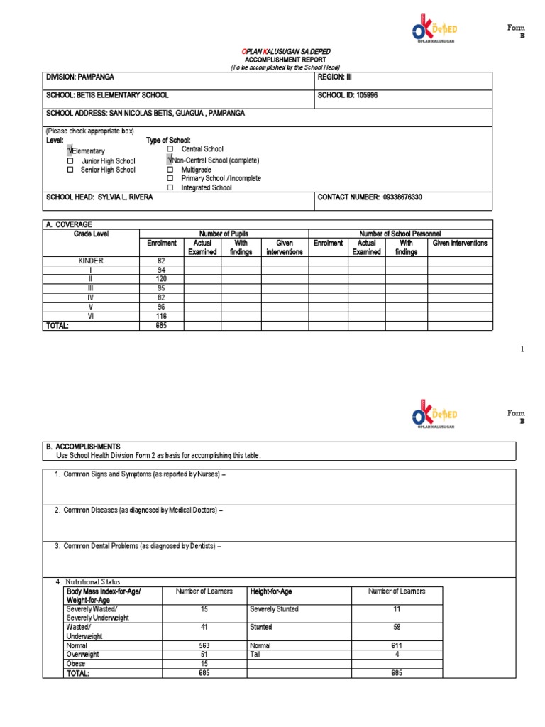 2020 Ok Sa Deped Form B | PDF | Dentist | Health Sciences