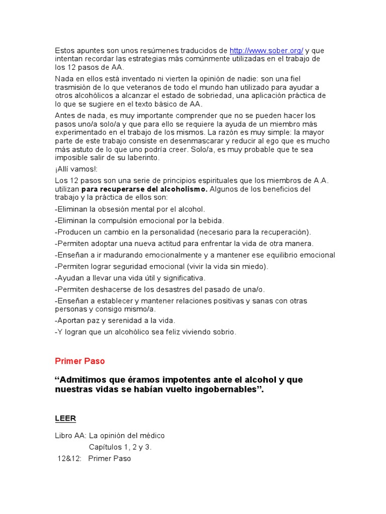 Apuntes de Los 12 Pasos PDF | PDF | alcoholicos anonimos | Oración