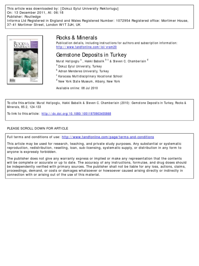 Gemstone Deposits in Turkey PDF | PDF | Quartz | Gemstone