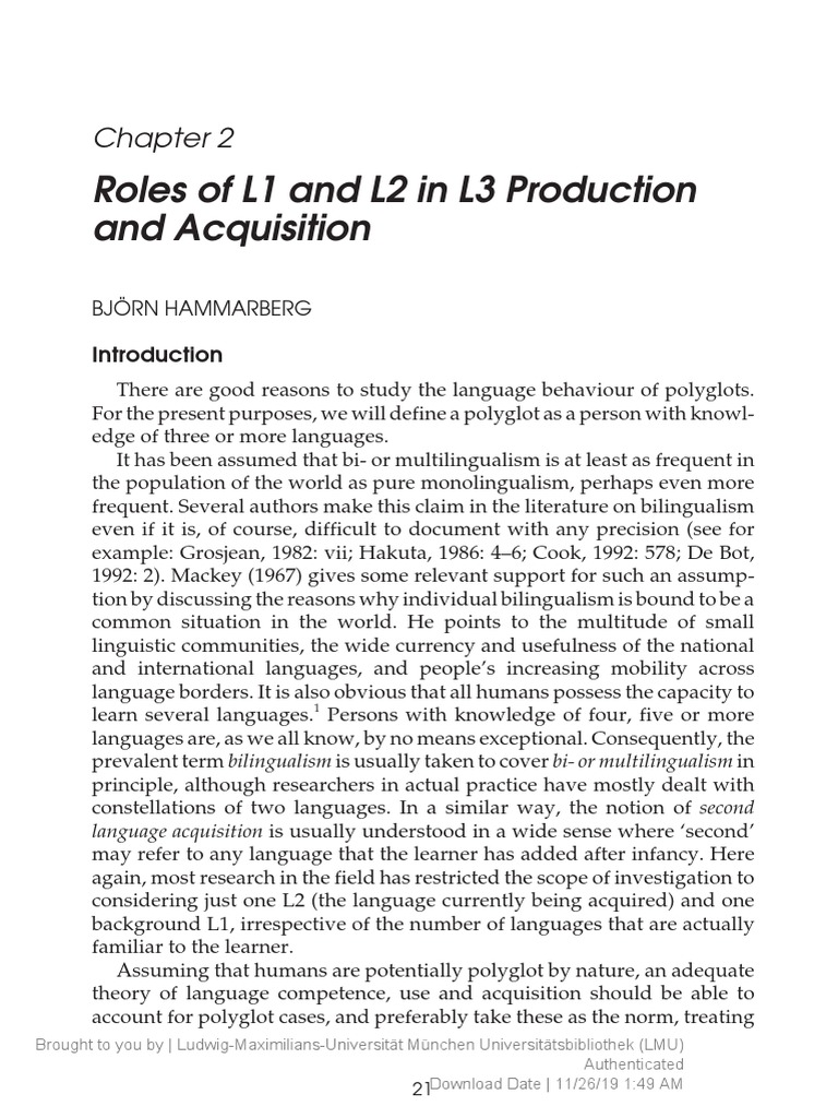 L1 L2 in L3 Producton | PDF | Multilingualism | Second Language