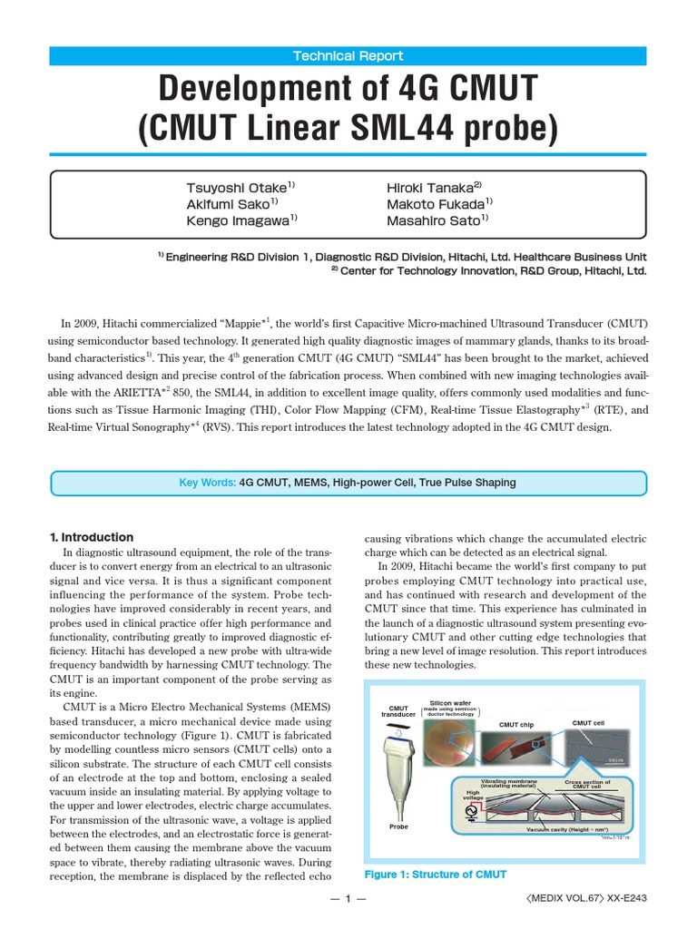Development of 4G CMUT (CMUT Linear SML44 Probe) | PDF | Medical ...