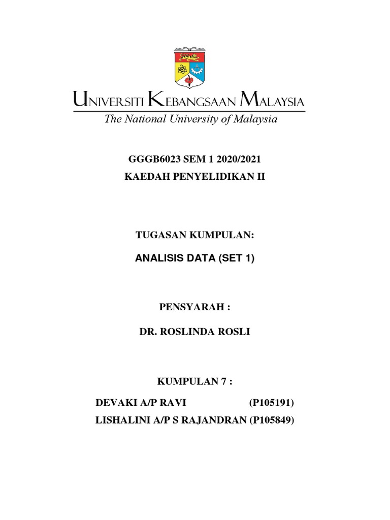 Tugasan KP2 - Analisis Data Kumpulan 7 | PDF
