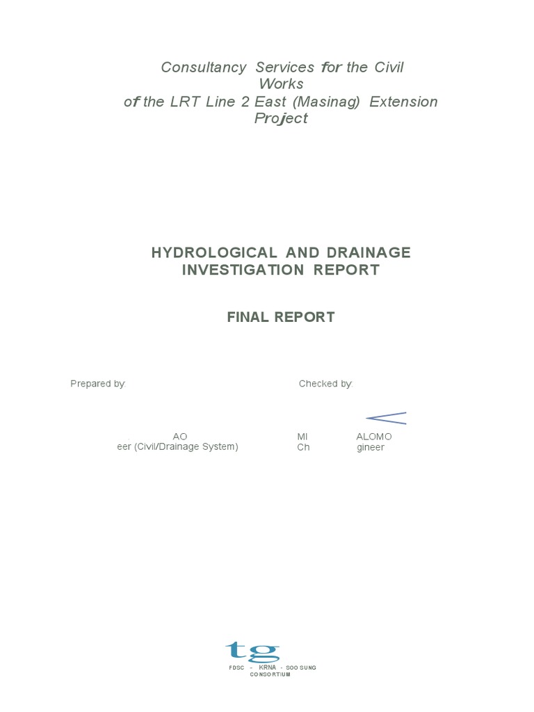 Hydrological and Drainage Investigation Report DPWH | PDF | Flood ...