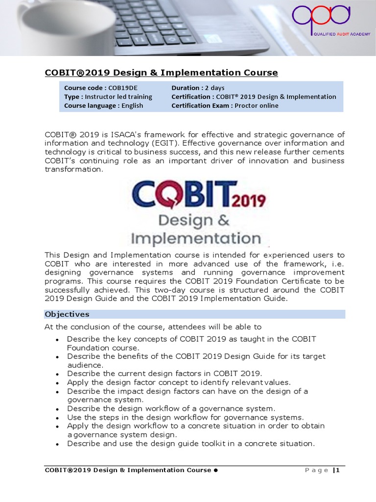 COBIT 2019 DESIGN-IMPLEMENTATION COURSE INHOUSEv1 PDF | PDF | Governance | Implementation