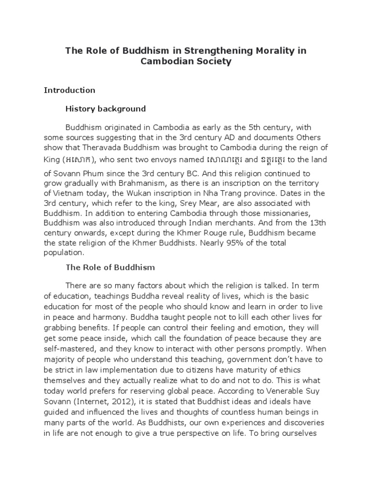 The Role of Buddhism in Strengthening Morality in Cambodian Society ...