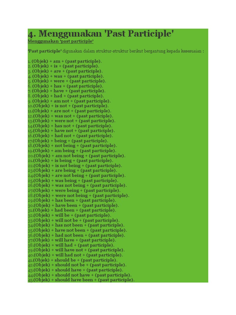 Past Participle | PDF | Linguistics | Grammar