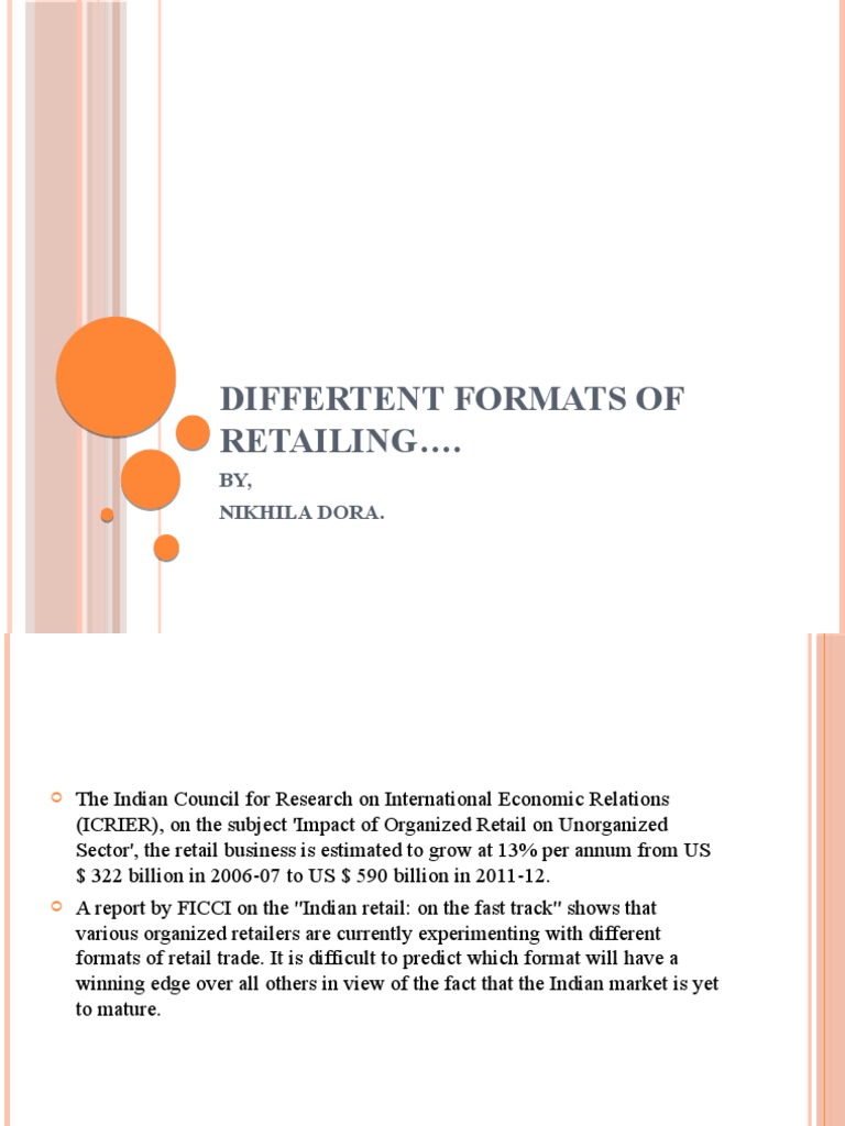 Differtent Formats of Retailing | PDF | Retail | Grocery Store