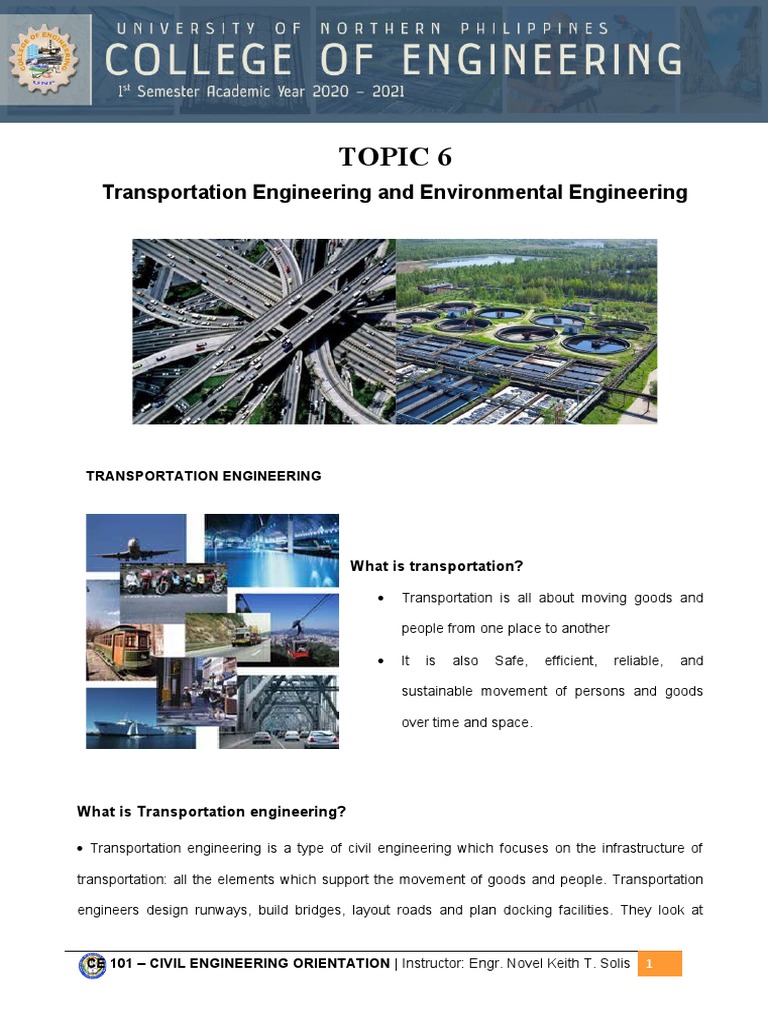 CE 101 MODULE 6 Transportation & Environment and Energy | PDF ...