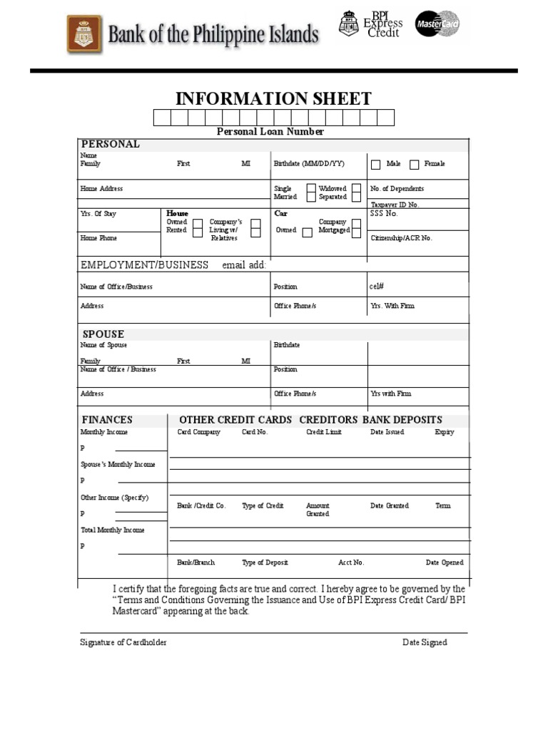 Personal Loan Information Sheet | PDF | Credit | Finance & Money Management
