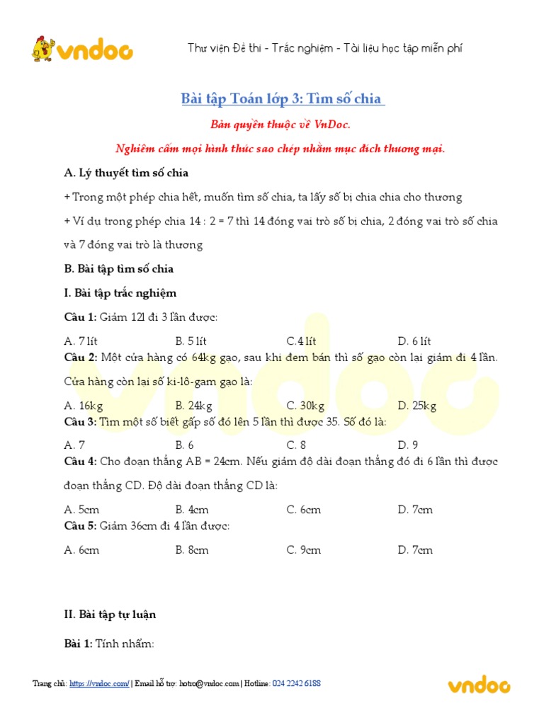 Bai Tap Tim So Chia Lop 3 | PDF