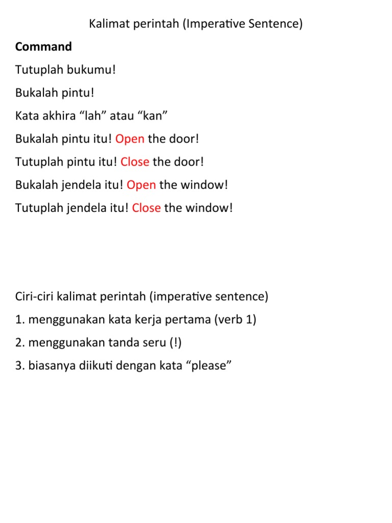 Command: Kalimat Perintah (Imperative Sentence) | PDF