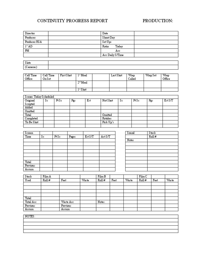 Continuity Progress Report Template | PDF