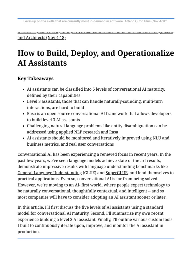 How To Build, Deploy, and Operationalize AI Assistants | PDF | Artificial Intelligence ...
