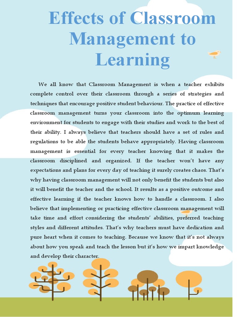 Effects of Classroom Management To Learning | PDF | Career & Growth ...