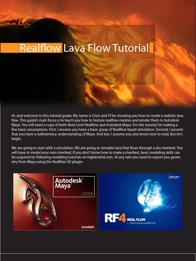 Realflow Lava Simulation Guide | PDF | Texture Mapping | Lava