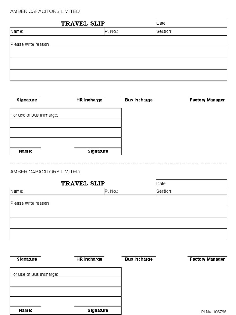 Travel Slip: Amber Capacitors Limited | PDF | Business