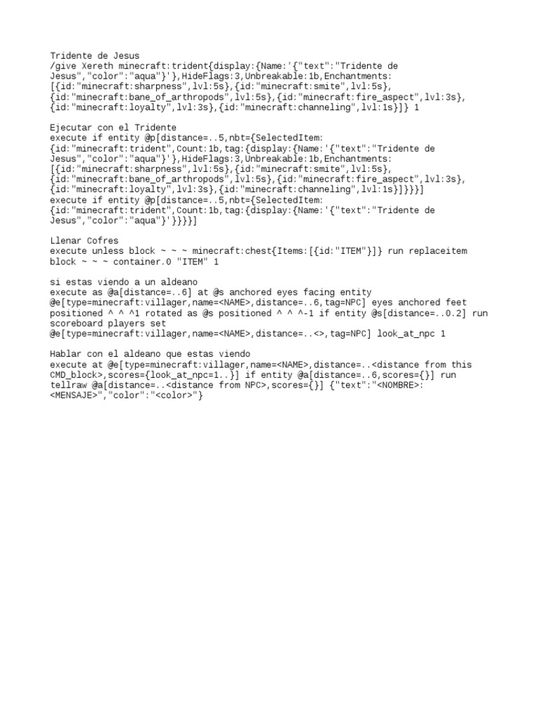 Minecraft Commands To Make Interactive Villagers | PDF