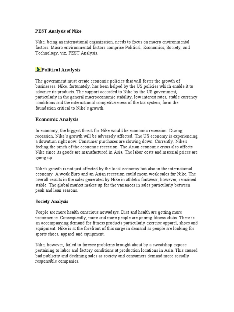 Nike PEST Analysis | PDF | Nike | Recession