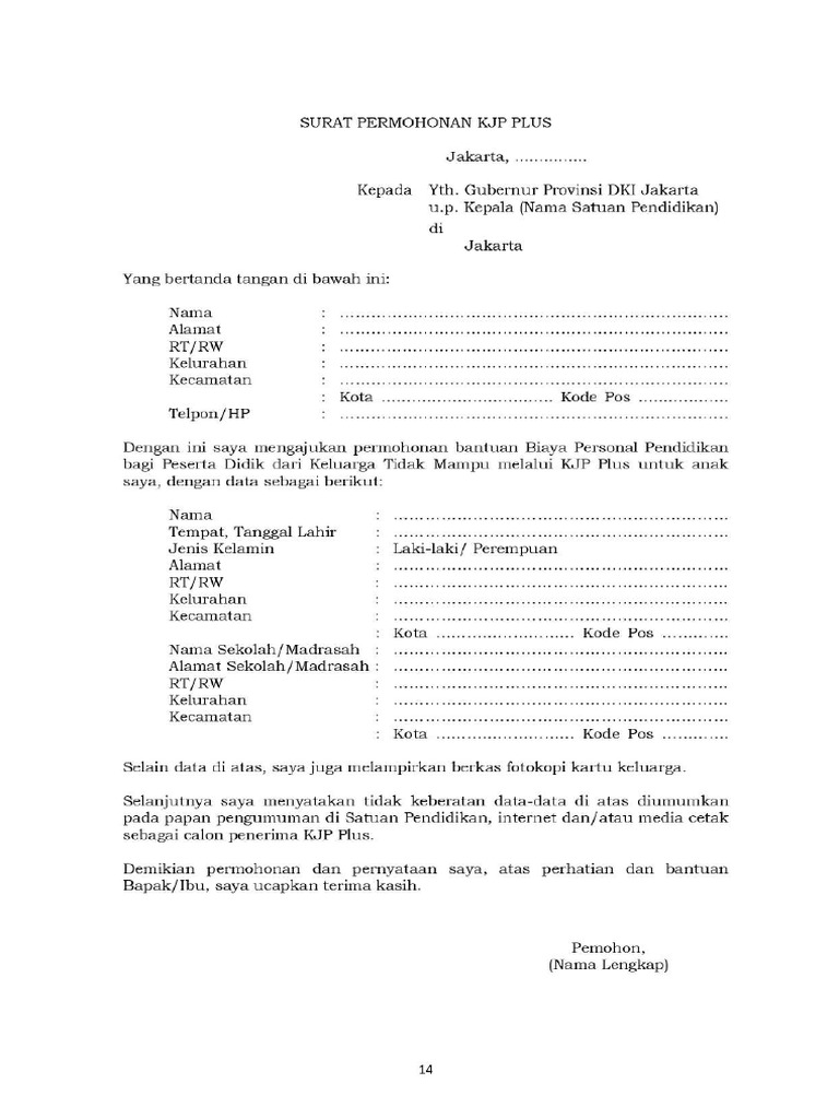 Contoh Scan Gabungan Surat Permohonan KJP + KK + KTP + Akta Peserta Didik PDF | PDF