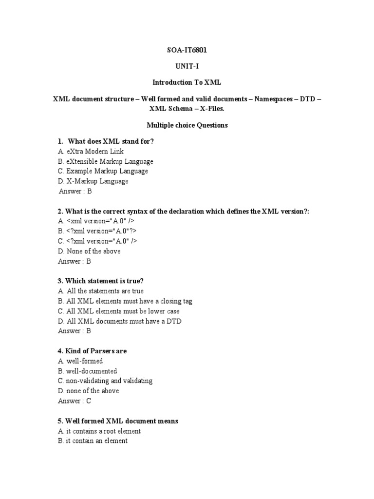 Soa MCQ | PDF | Xml | Service Oriented Architecture
