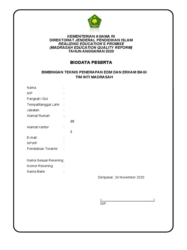 Biodata Peserta | PDF