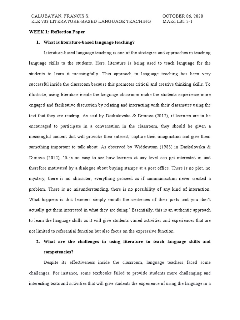 Literature-Based Language Teaching | PDF | Language Education | Teachers