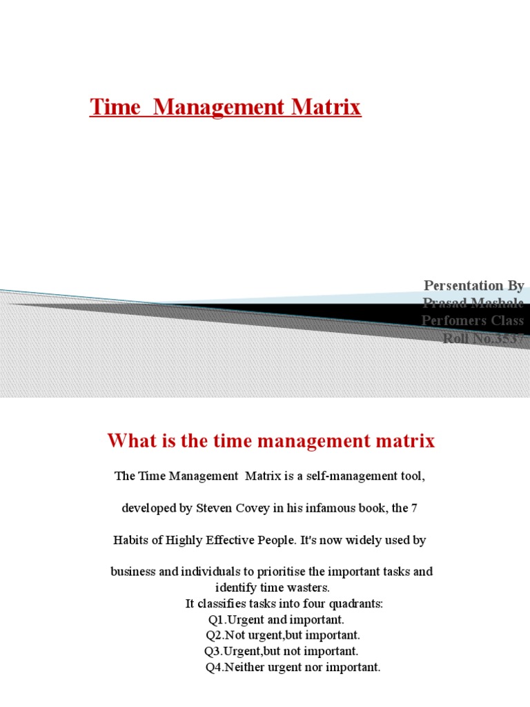 Time Management Matrix | PDF