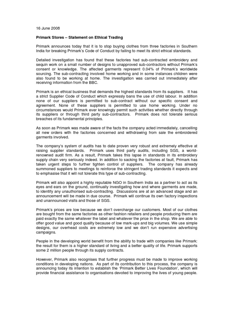 18 06 08 Primark-2 | PDF | Supply Chain | Audit