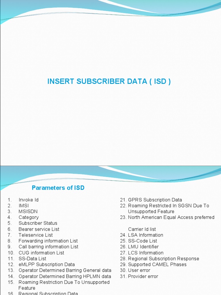 Insert Subscriber Data (Isd) | PDF | Telecommunications | Mobile ...