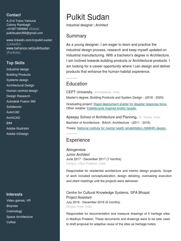 Pulkit Sudan CV 2021 | PDF | Design | Economic Sectors