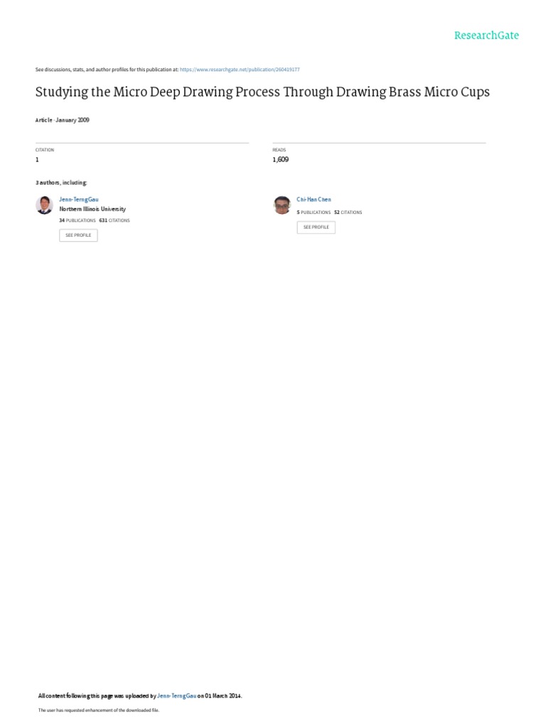 Studyingthe Micro Deep Drawing Process Through Drawing Brass Micro Cups ...