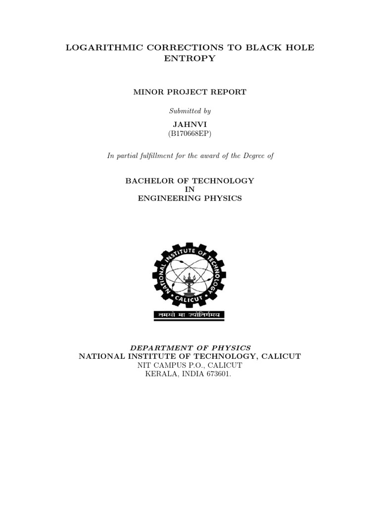 Logarithmic Corrections To Black Hole Entropy | PDF | Gauge Theory | Mathematical Analysis