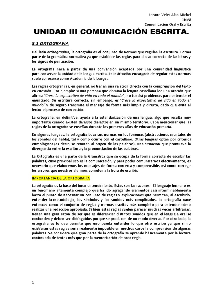 Unidad III Comunicación Escrita | PDF | Coma | Ensayos