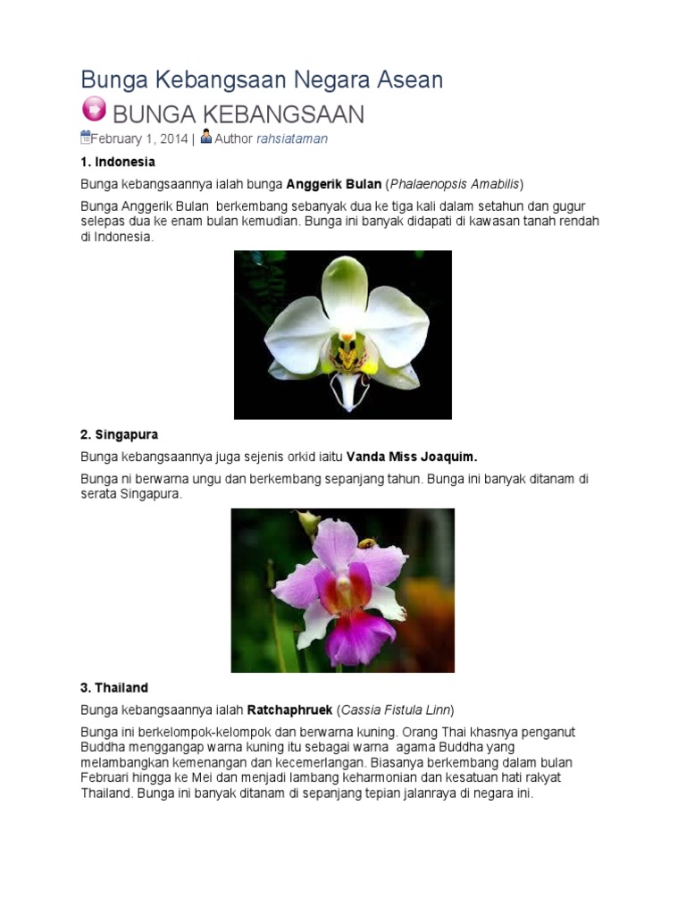 Bunga Kebangsaan Negara Asean | PDF