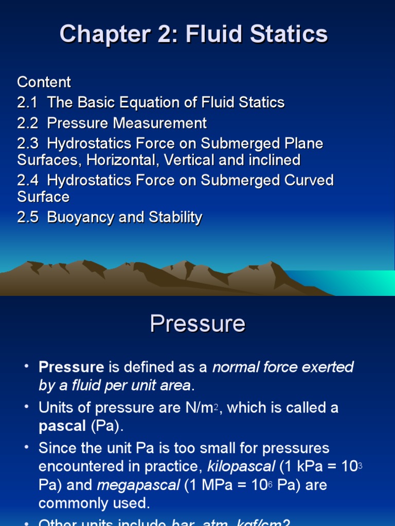 Chapter 2 - Part 1 | PDF | Pressure Measurement | Pressure