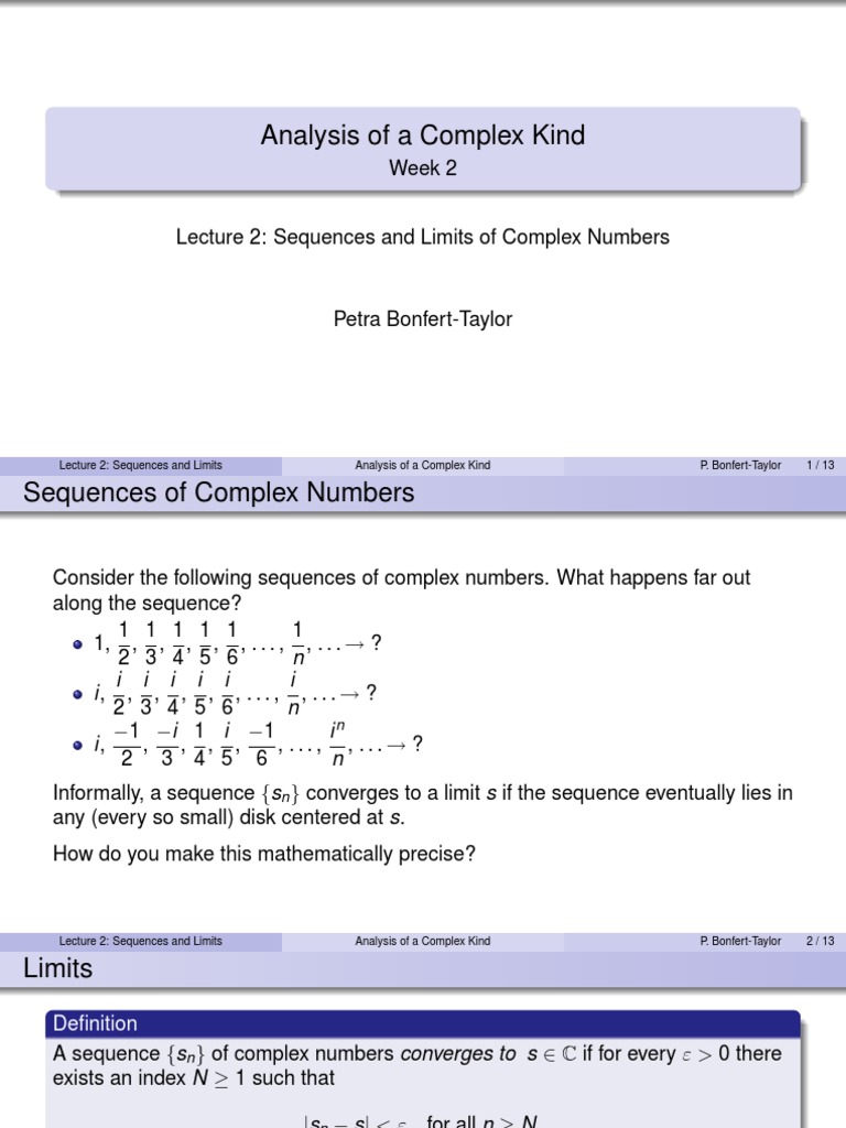 Complex Sequences and Their Limits | PDF | Sequence | Limit (Mathematics)