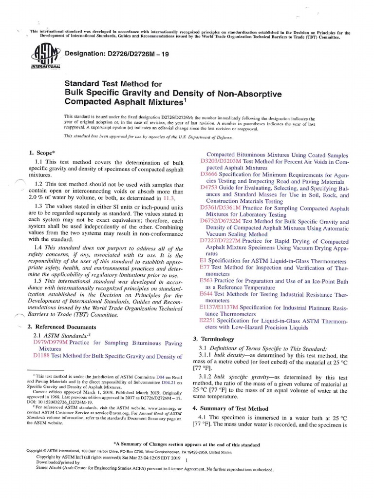 Astm D2726-19 | PDF