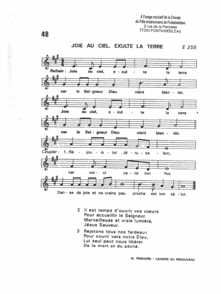 Joie Au Ciel Exulte La Terre | PDF