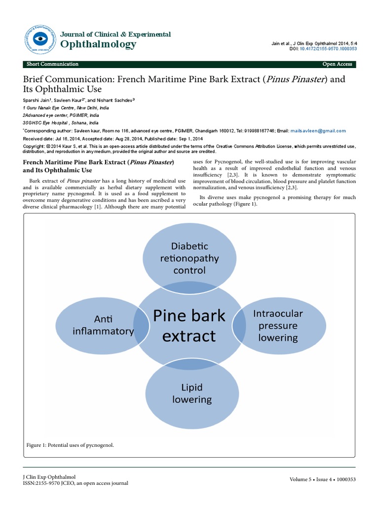 French Maritime Pine Bark Extract Pinus Pinaster and Its Ophthalmic Use ...