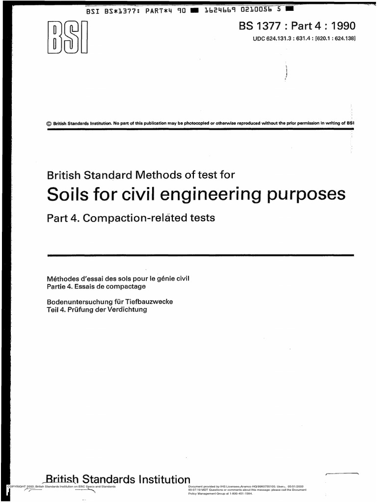 BS-1377 PART-4 (R) SOIL Compaction Related Tests | PDF | Horticulture ...
