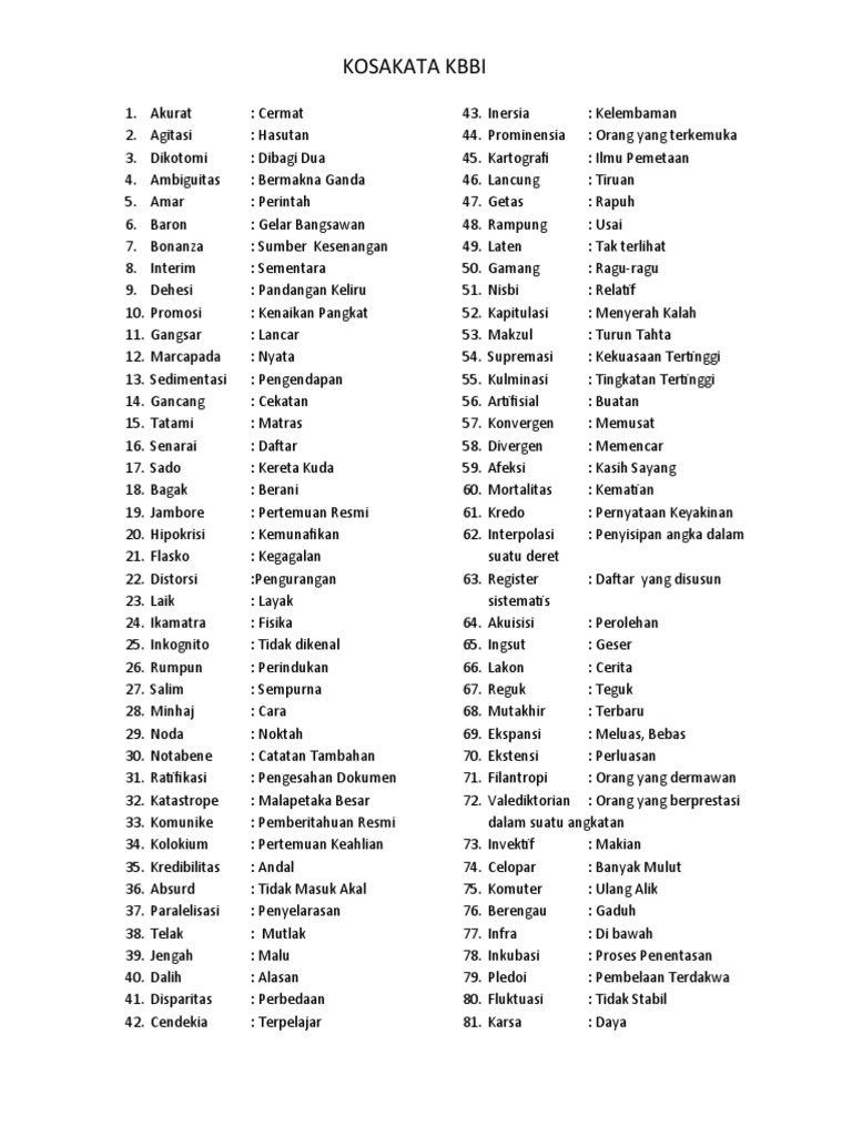 Kosa Kata Kbbi | PDF