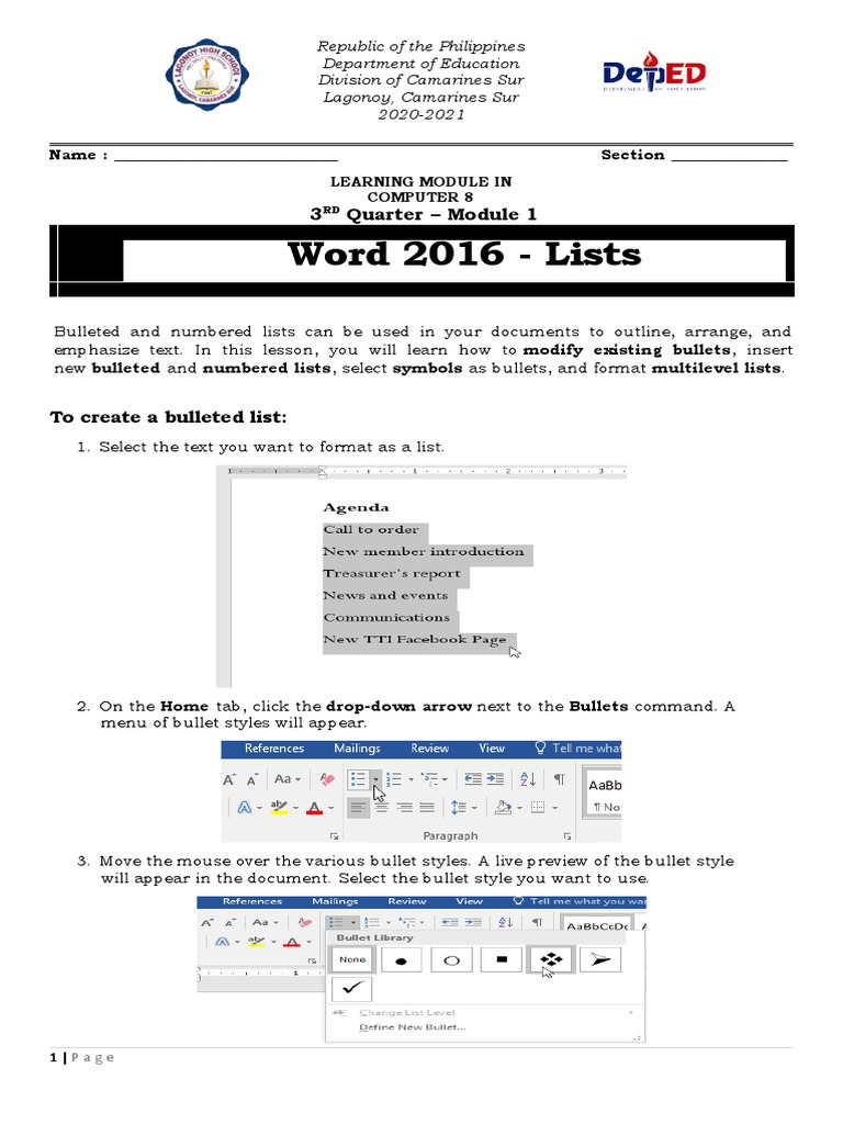 Comp8 - Quarter 3 Module 1 | PDF | Menu (Computing) | Human–Computer Interaction