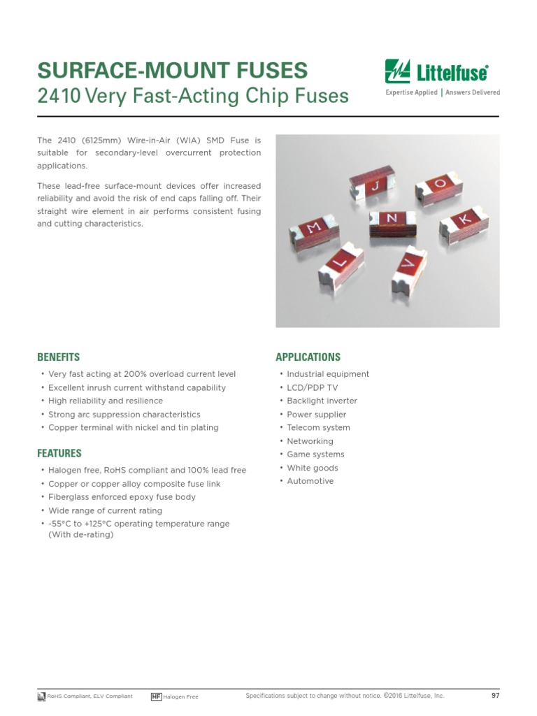 Surface-Mount Fuses: 2410 Very Fast-Acting Chip Fuses | PDF | Fuse ...