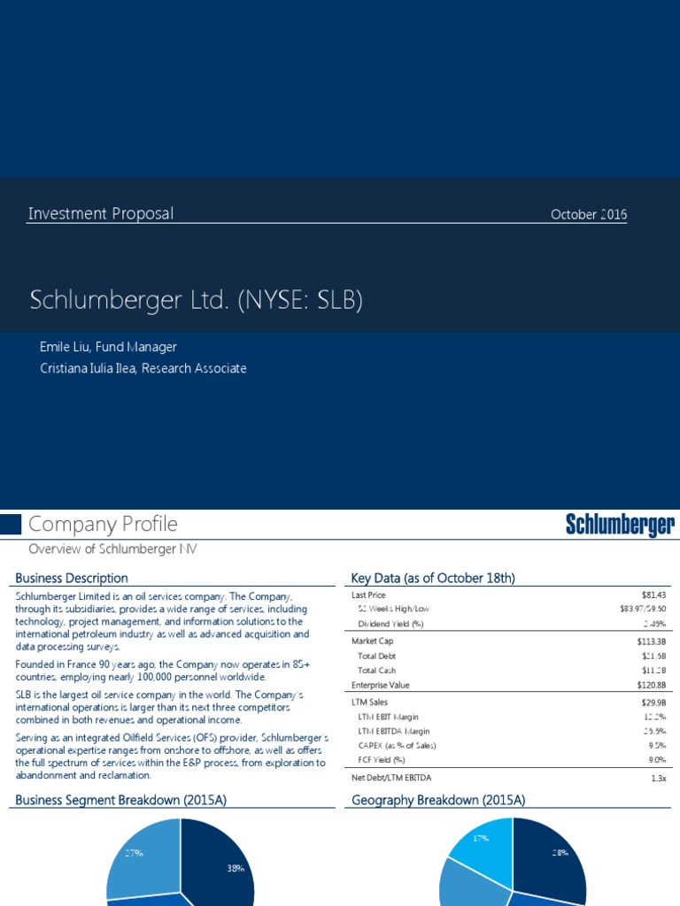 Schlumberger Ltd. (NYSE: SLB) : Investment Proposal | PDF | Opec ...