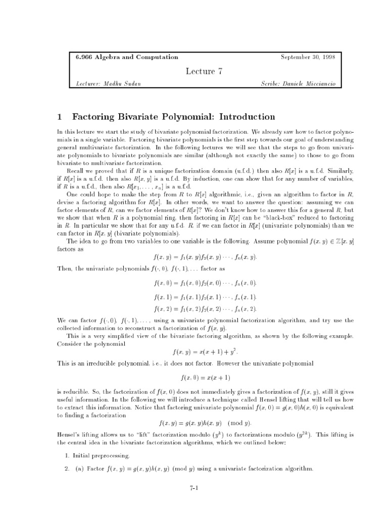 Factoring Bivariate Polynomial | PDF | Factorization | Polynomial