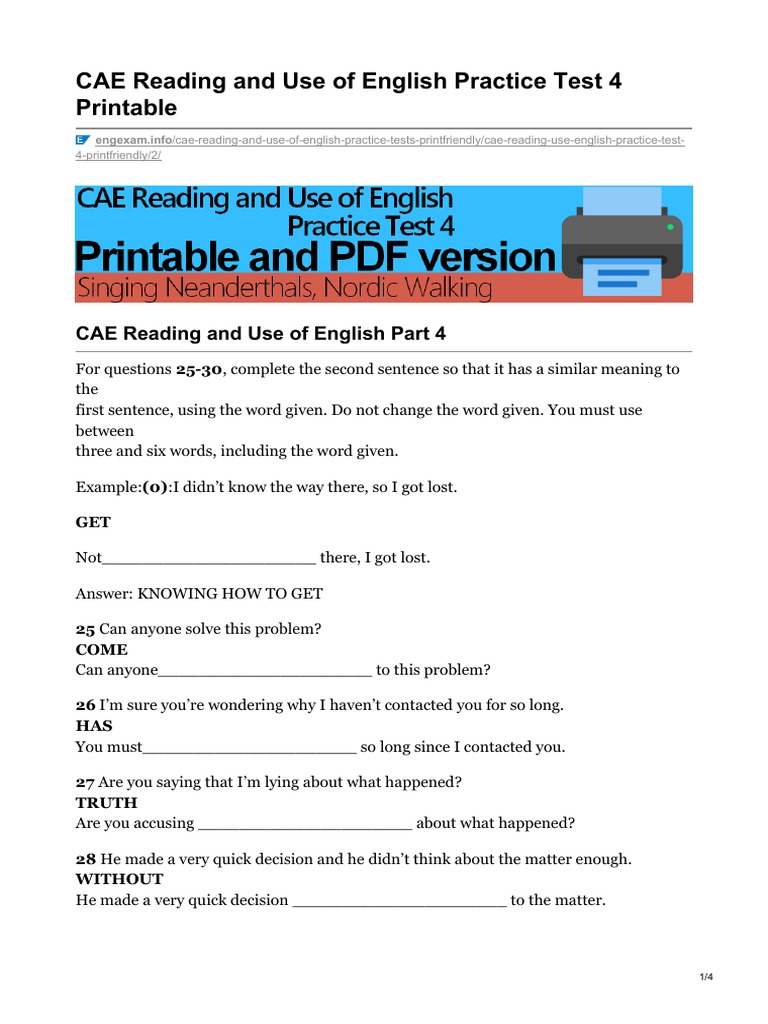 Cae Reading and Use of English Practice Test 4 | PDF | Organisms ...