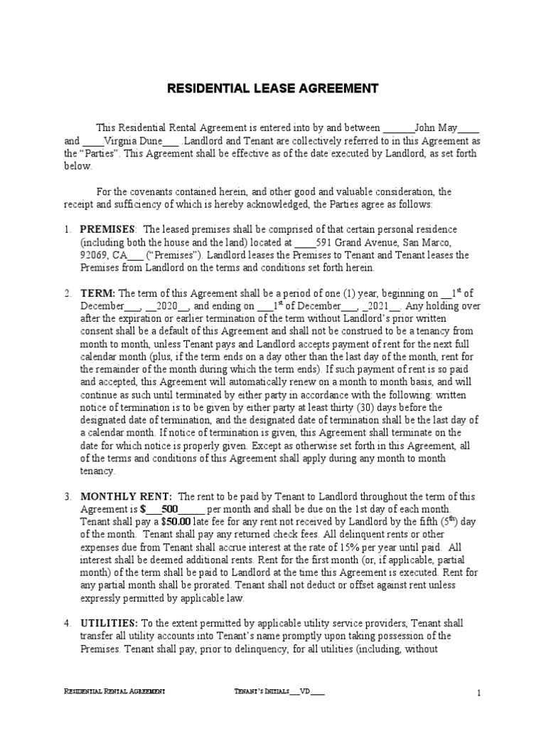Residential Lease Agreement | PDF