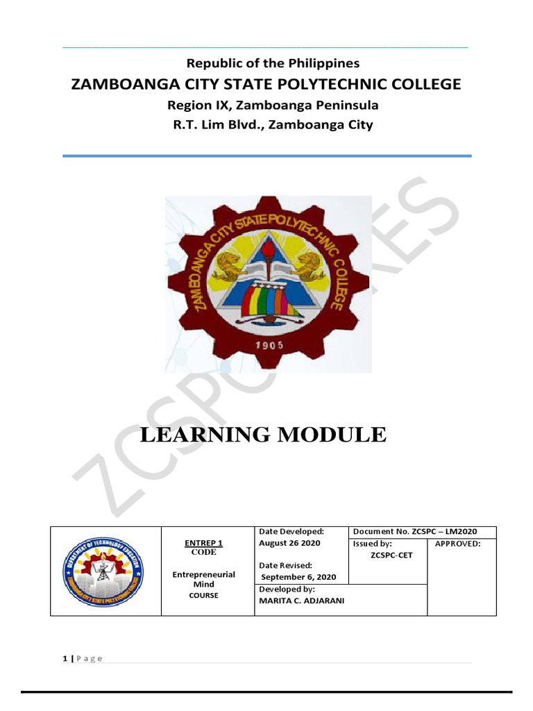 Learning Module: Zamboanga City State Polytechnic College | PDF | John ...