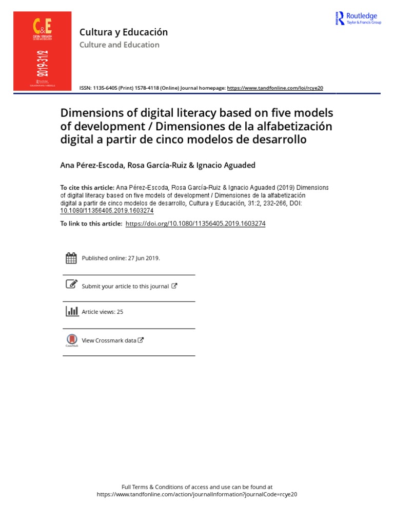 Dimensions of Digital Literacy Based On Five Models of Development ...